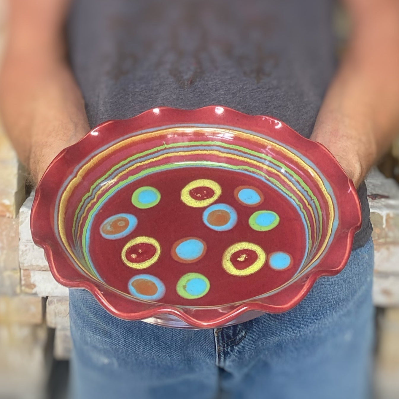 Asteroid Red Pie Plate – Lasser Ceramics